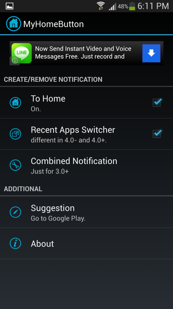 Home Button Shortcut, Recent Apps task list virtual key for Android phones